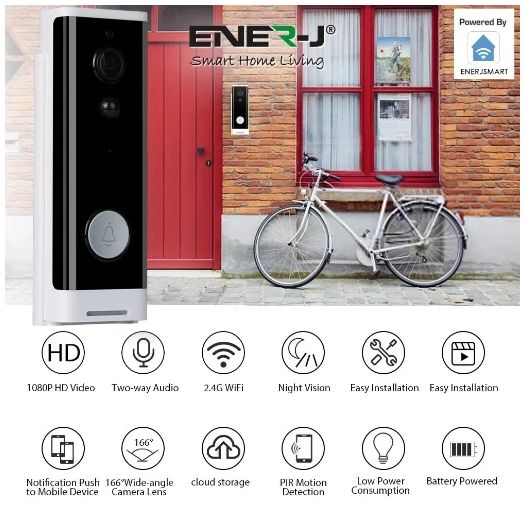 ENER-J Pro Series Smart WiFi 1080p HD Video Doorbell only £108.33