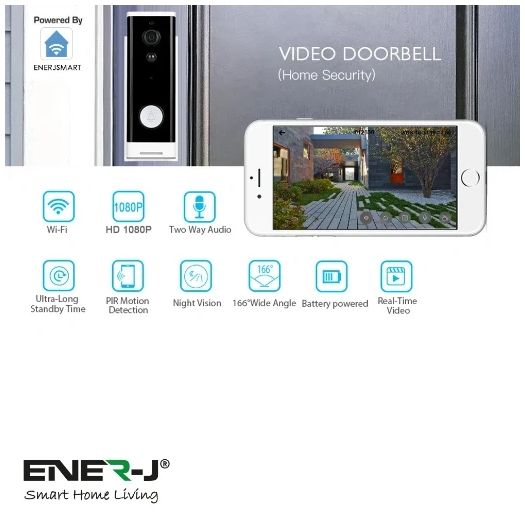 ENER-J Pro Series Smart WiFi 1080p HD Video Doorbell only £108.33